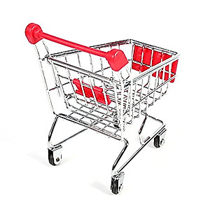 Toy - Cart Toy Parrots Bird Funny Toy Intelligence Growth Mini Supermarket Shopping Cart Trolley(red)