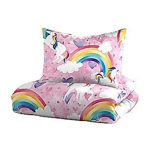 dream FACTORY Unicorn Rainbow Comforter Set, Pink, Twin