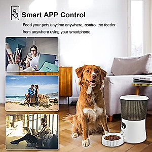 KaLoken Automatic Cat Feeders 6L, Wi-Fi Smart Pet Feeder for Cat & Dog, Timed Auto Dog Feeder Dry Food Dispenser with App Control, Distribution Alarms and 10s Voice Recorder