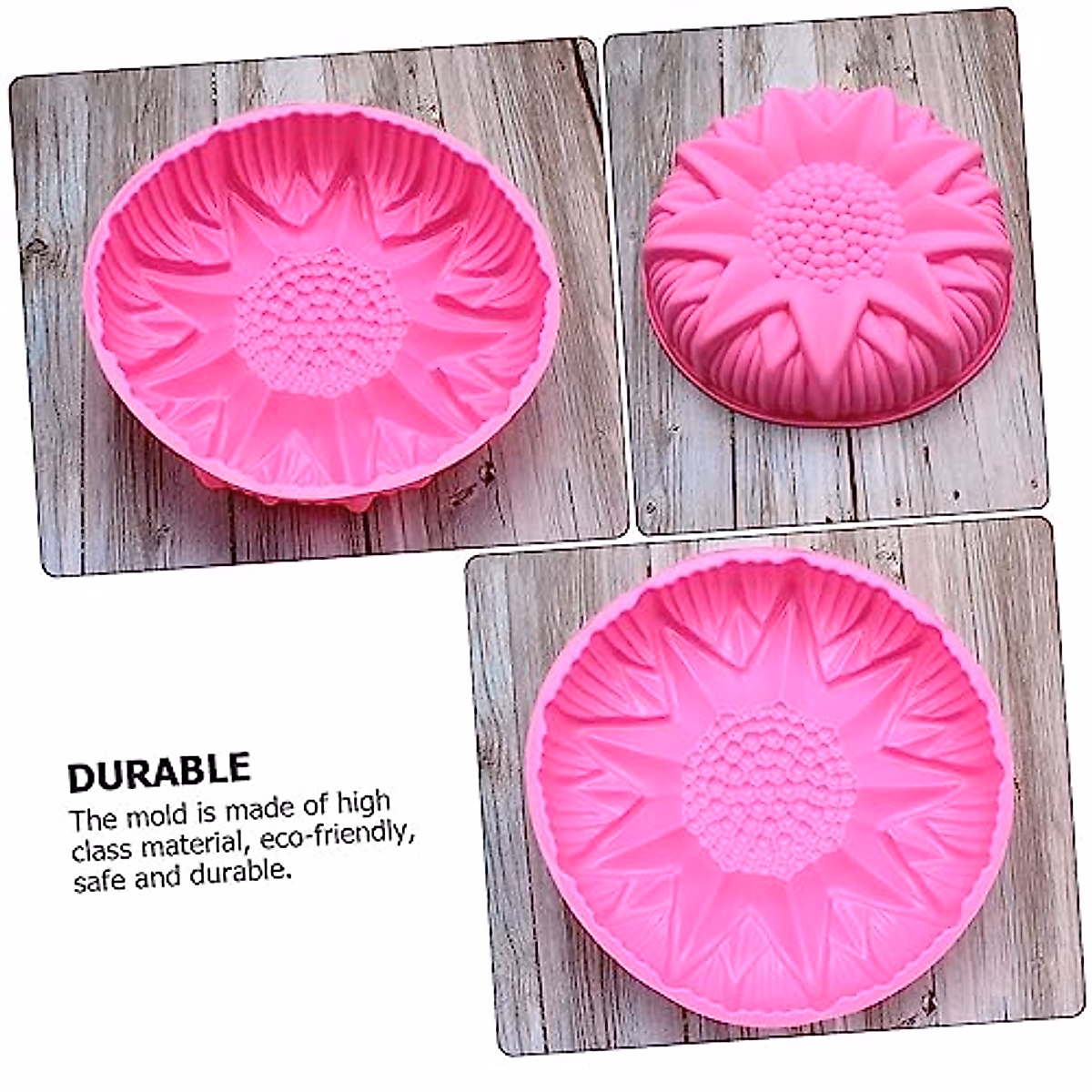 EXQUIMEUBLE 2pcs Sunflower Mold Silicone Cake Molds Silicone Bread Loaf Pan Cake Mould for Round Baking Pan Silicone Candy Mold Round Cake Pan DIY Baking Mold Household Baking Mold Large Rosy