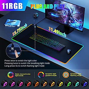 Wireless Charging Mouse Pad, Large Desk Mat Gaming Mouse Pad, Extended Mouse Pads for Desk, Long Desk Pad with Anti-Slip Rubber Base Computer Mousepad Keyboard Pad Desk Writing Pad for Home Office