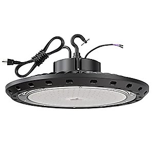 BFT 300W UFO LED High Bay Light 45,000LM 5000K Dimmable (0-10V) 5' US Plug - Commercial Shop Lights for Garage Gym Factory and Low Bay Area Warehouse Lighting Fixture
