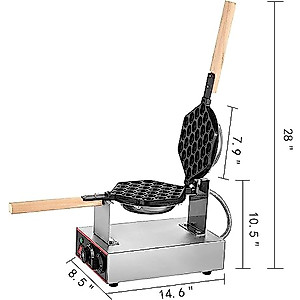 Bubble Waffle Maker, Commercial Waffle Maker, Electric Egg Cake Machine, Nonstick Electric Waffle Maker Machine, 30PCS Electric Egg Cake Machine, Temperature 50-250℃