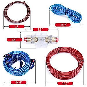Muzata 10 Gauge Amplifier Installation Kit with RCA Interconnect and Speaker Wire, Car Audio Subwoofer Wire, AMP Wiring, Auto Audio Cables