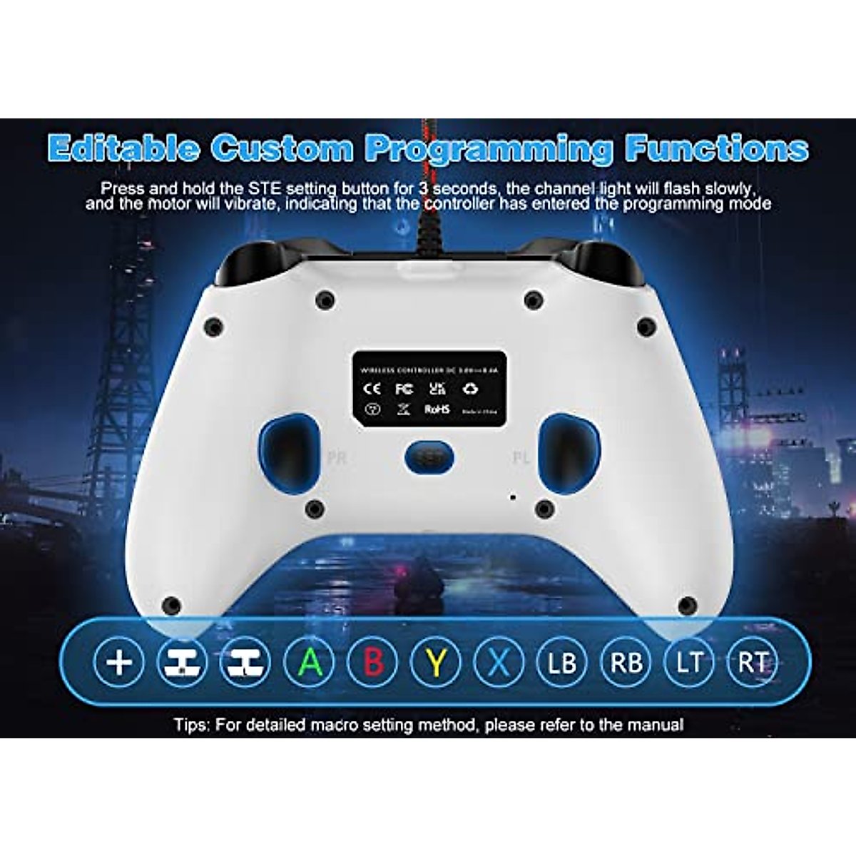 2 Pack Wired Controller Compatible with Xbox One S/X, Xbox Series X/S Windows 10/11 PC Gaming Controller with Audio Jack & Volume Button/Turbo/Macro/Motion Control & Dual Shock (White+Green)