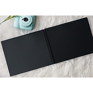 Wedding Guest Book Black Polaroid Album -Hardcover Photo Guestbook- Spiral Hardcover Book 10"x8” - Funeral, Bridal Shower, Baby Shower, Graduation Party, Registry Sign in with Marker, Stickers & Sign