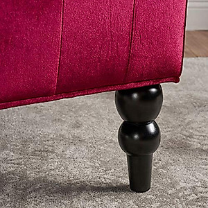 Contemporary Home Living 50.25" Wine Red and Brown Traditional Button Tufted Winged Loveseat