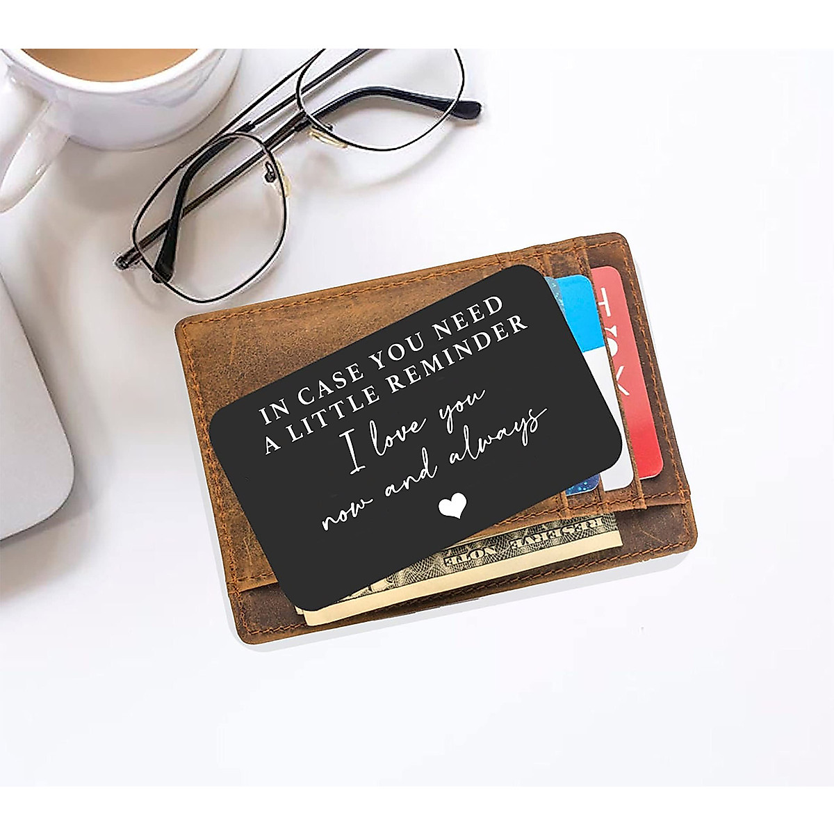 Valentine’s Day Gift for Boyfriend Husband Hubby Fiancé-Sentimental Engraved Wallet Insert Card Decor-In Case You Need A Little Reminder I Love You-Wedding Christmas Birthday Gifts for Men Him