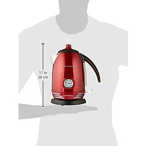 Nostalgia RWK150 Stainless Steel Electric Water Kettle, Holds 1.7 Liters, Auto-Shut Off & Boil-Dry Protection, 360-Degree Rotating Base, Water Level Indicator Window, Perfect For Tea, retro red