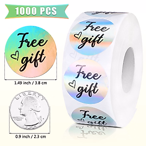 1000 Pieces Customer Appreciation Sticker Holographic Business Shopping Labels Round Adhesive Present Stickers Colorful Thanks Seal Label for Mailing Packing Envelope Postcard, 1.5 Inch