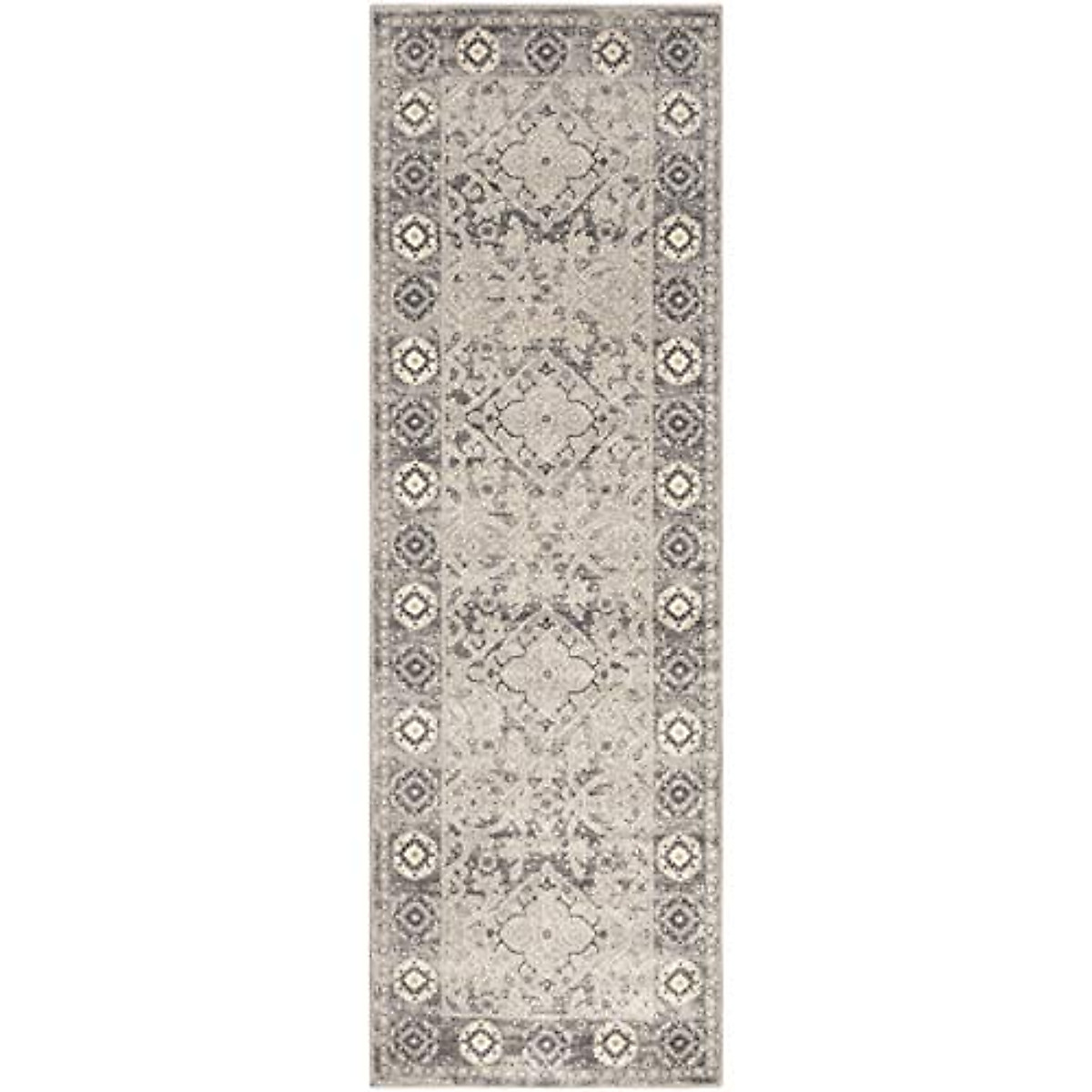 SUPERIOR Ornate Giovanna Runner Rug, 2' 7" x 8', Light Grey