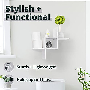 Greenco Criss Cross Intersecting Floating Shelf, Easy-To-Assemble Floating Wall Mount Shelves for Bedrooms and Living Rooms, Espresso Finish