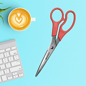 Westcott 8" All Purpose Value Stainless Steel Straight Scissors, Red