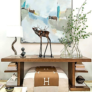 ASLUSNEY Metal Deer Statues,Elk Sculptures handicrafts Home Decor,100% Handmade Rustic Metal Crafted Reindeer Ornament Figurines Gifts for Bookshelf Office Desk & Home Decorations(Deer)