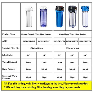 Geekpure 10 Inch PP Polypropylene Sediment Replacement Filter for RO Water Filtration-2.5" x 10" -5 Micron-Pack 4