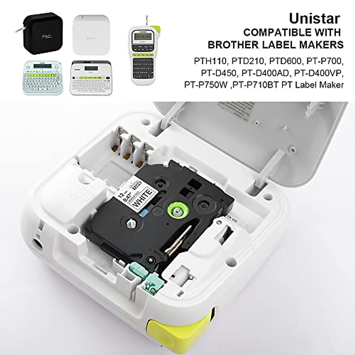 Unistar Compatible Label Tape Replacement for Brother PTouch TZe 231 12mm & TZE-261 36mm Label Maker Tape, Black on White ( 5 + 4 Pack)