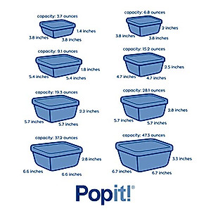 8 Clear Food Storage Containers Set, Microwave and Freezer Safe, Little Big Box, by Popit!