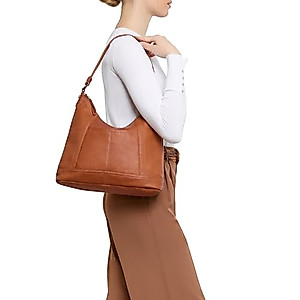 American Leather Co. Hudson Hobo Shoulder Bag for Women, Brown, Soft Leather Purse, Modern Handbag with Zippered Main Compartment & Slip Pockets, Functional & Fashionable Handbags for Women