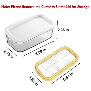 Plastic Butter Dish, Covered Butter Dish with lid, Plastic Butter Keeper with Cutter for Easy Cutting, Small Butter Container for Two 3.5oz Sticks Butter