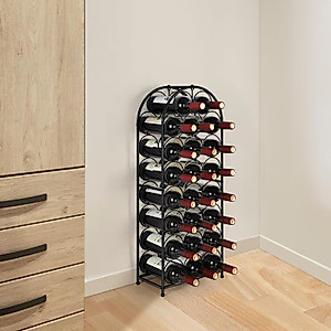 ETELI 23 Bottles Freestanding Floor Metal Wine Rack with Iron Handle Stylish and Functional Wine Rack Cabinet Keep Your Wine Bordeaux Style Wine Cellar Stand