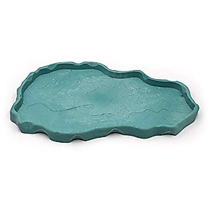 MINYULUA Reptile Food Dish Terrarium Water Bowl Large Food Feeding Bowl for Turtle Tortoise Snake Lizard Gecko Ball Python Reptile Amphibian, Blue