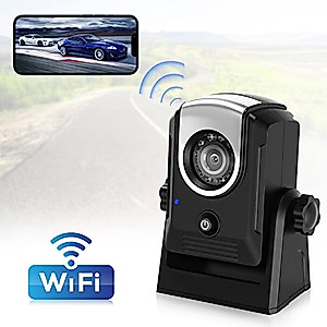 MHCABSR Wireless Backup Reversing Camera, WiFi Dash Camera Work with Phone IP68 Waterproof IR Night Vision Wide Angle Magnetic Rear View Parking Camera for Trailers Trucks RVs Camper Car