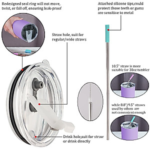 30 oz Tumbler with Lids and Straws,18/8 Stainless Steel Vacuum Insulated Tumbler,Insulated Coffee Mug Water Cup with Leak-Proof Straw Lid & Flip Lid,3 Metal Straws,1 Cleaning Brush(Sparkle White)