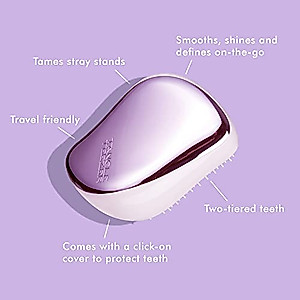 Tangle Teezer | The Compact Styler Detangling Hairbrush for Wet & Dry Hair | Perfect for Traveling & On the Go | Lilac Gleam