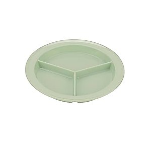 G.E.T. CP-530-G-EC Heavy-Duty 3 Compartment Plastic Divided Compartment Plates, Deep Sided, 9", Green (Set of 4)