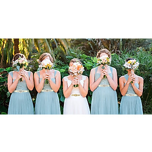 Wedding Dress Belt - Bridal Belt for Women Wedding Gown - Bridal Rhinestone Belts for Dresses by Mandala Crafts Plain Rhinestone Dark Green