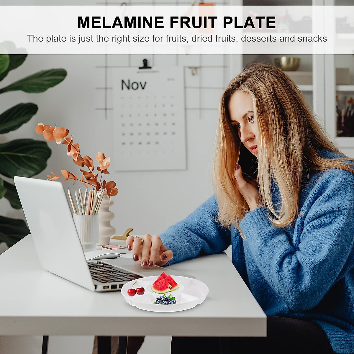 Amosfun 9 Inch 23 x 2.8 5 Tray Fruit Trays Serving Divided for Plastic Plates Candy Partys-Compartment Melamine Food Storage Tray Dried Fruit Snack- Plate Appetizer