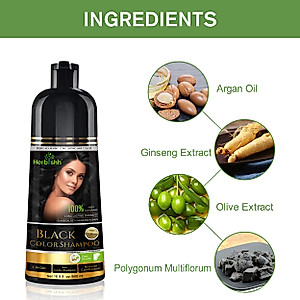 Herbishh Hair Color Shampoo for Gray Hair – Magic Hair Dye Shampoo – Colors Hair in Minutes–Long Lasting–500 Ml–3-In-1 Hair Color–Ammonia-Free (Black)