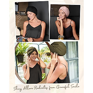 YANIBEST Silk Bonnet Satin Bonnet Hair Bonnet for Sleeping Silk Hair Wrap for Sleeping Bonnets for Women Curly Hair Green