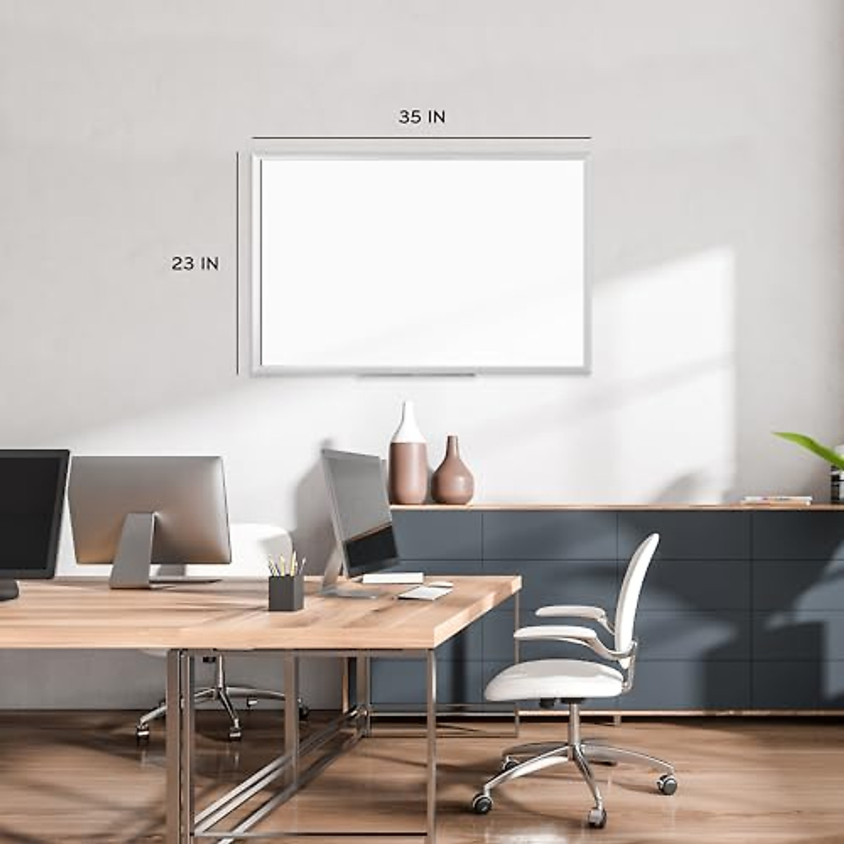U Brands Magnetic Dry Erase Board, 35"x23", Silver Aluminum Frame