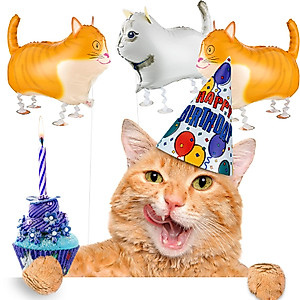 8 Pieces Walking Animal Cat Balloons Aluminum Foil Animal Balloons for Party Decoration for Cat Theme Party Supplies Baby Shower Wedding Birthday Decor, 2 Colors