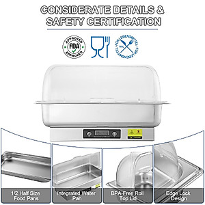 THXSUN Electric Chafing Dish, 2 x 4.5QT Half Size Electric Chafing Dish Buffet Set with Digital Adjustable Temp 0°C~100°C, 700WBuffet Servers and Warmers with Roll Top & Temp Display for Catering