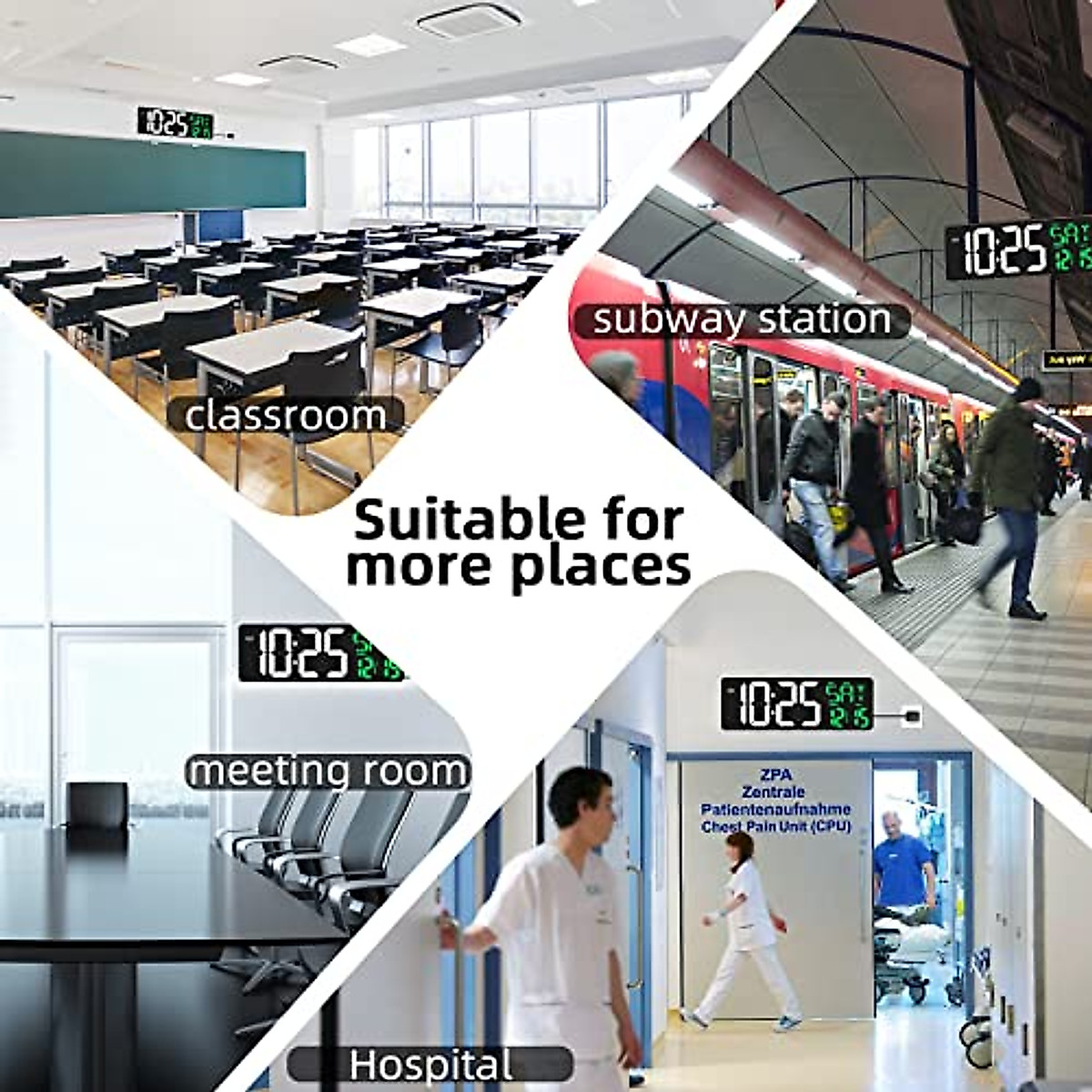 TXL Digital Wall Clock Large Display Auto DST, 16.5" LED Large Digital Clock with Date&Temperature, Digital Timer Clock with Remote Control, Big Wall Mounted Clock, Adjustable Brightness Alarm Clock