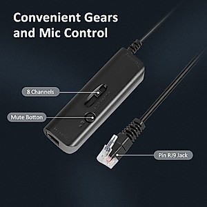 AGPTEK® Hands-Free Call Center Noise Cancelling Corded Monaural Headset Headphone for Desk Telephone with 4-Pin RJ9 Crystal Head