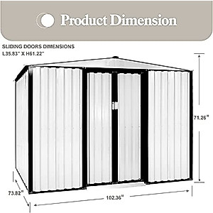 SOLAURA 8'x6' Outdoor Vented Storage Shed Garden Backyard Tool Steel Cabin (White)
