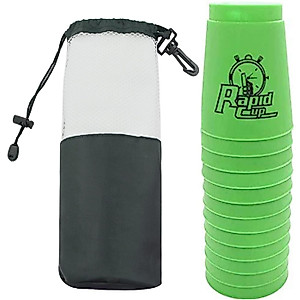 Tocypho 24 Pack Quick Stack Cups Set Plastic Sports Stacking Cups Training Game for Travel Party Challenge Competition (Purple&Green)