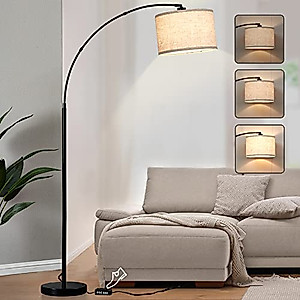 Luvkczc Dimmable Arc Floor Lamps for Living Room, Tall Floor Lamps with Adjustable Hanging Shade, Modern Arc Floor Lamp with Dimmer for Bedroom, 8WLED Bulb Include