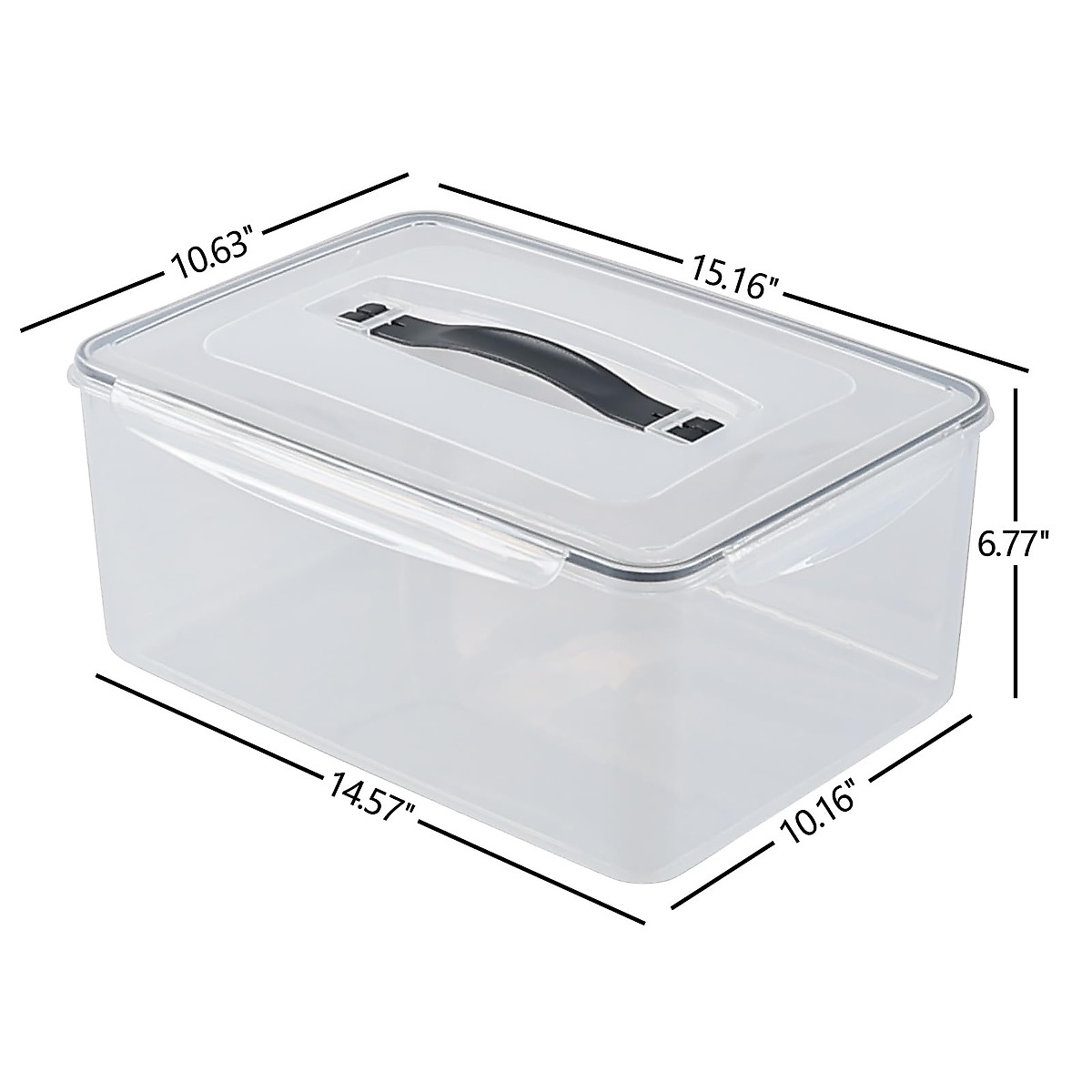 Innouse 4-Pack Sealed Food Storage Containers with Lid, Clear Plastic Storage Boxes Bin with Handle
