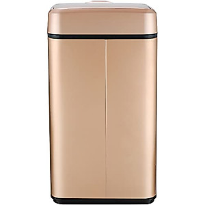 Hanover Home Hands-Free Metal Trash Can with Fingerprint-Resistant Finish, Soft-Close Motion Sensor Lid, and Removable Bin for Bathroom and Bedroom - 3.2 Gallons (12 Liters) in Rose Gold