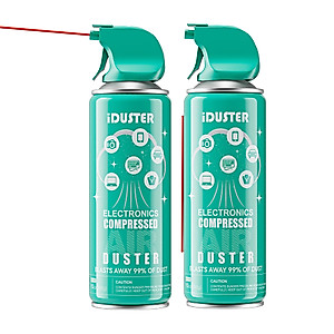 iDuster Canned Air Duster for Computer - Disposable Keyboard Cleaner Cleaning Duster for Electronics, 2PCS(10oz)