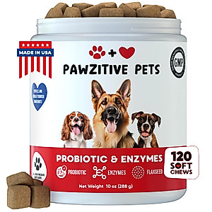 Canine Probiotics for Digestive Health - Immune Support Supplement for Dogs of All Breeds - Enzymes & Probiotics for Pets - Soft Chews