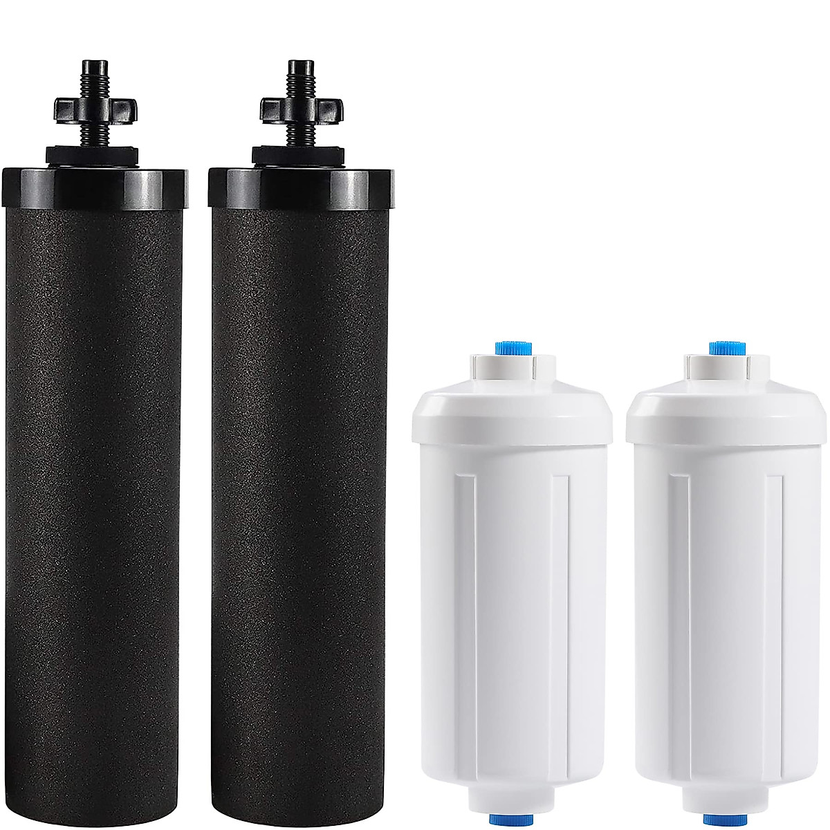 BB9-2 Black and PF-2 Fluoride Water Filter Replacement, Compatible with Berkey Gravity Filtration System Purification Elements Doulton Super Sterasyl and Traveler, Nomad, King, Big Series