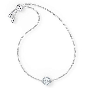 Swarovski Angelic Bracelet with Clear Crystals on a Rhodium Plated Chain with a Bolo Style Adjustable Closure