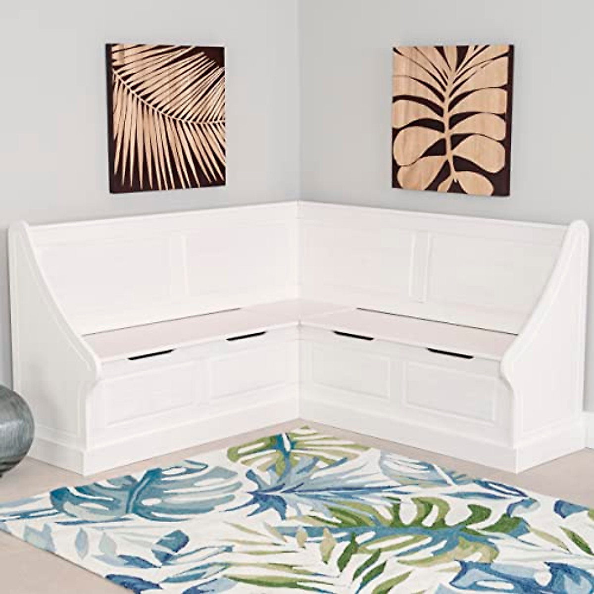 Linon Harris White Corner Breakfast Nook - Nook Only, Table is NOT included!