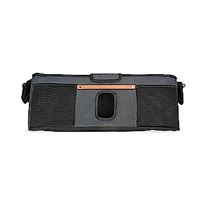 WONDERFOLD Parent Console Stroller Organizer with 4 Insulated Cup Holders,Velcro Handle Attachment, 2 Storage Pockets, and Removable Shoulder Strap for Easy Transportation, Volcanic Black