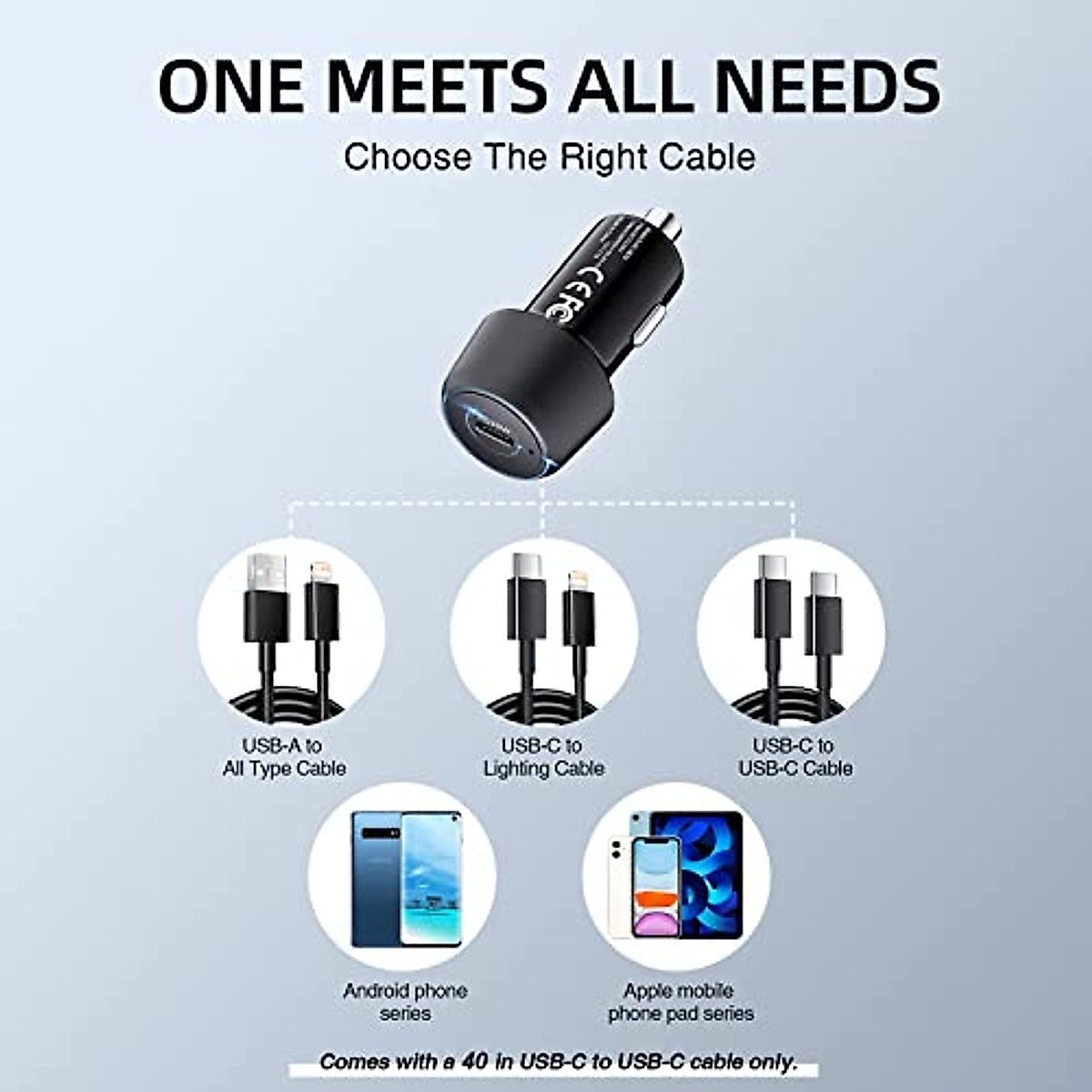 USB C Car Charger Adapter 30W Fast Charge, 12V USB Car Charger Cigarette Lighter Adapter, Car Phone Charger Fit iPhone 13/13 Pro/13 Pro Max/12/12 Pro/12 Mini, Galaxy S22/S10, iPad Pro and More